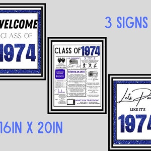 Class of 1974 Sign Bundle: Welcome Class of 1974 & Let's Party Like It ...