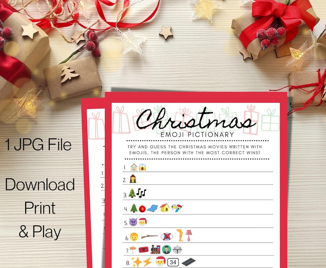 Christmas Movies Emoji Pictionary | Printable Christmas Games | Holiday ...