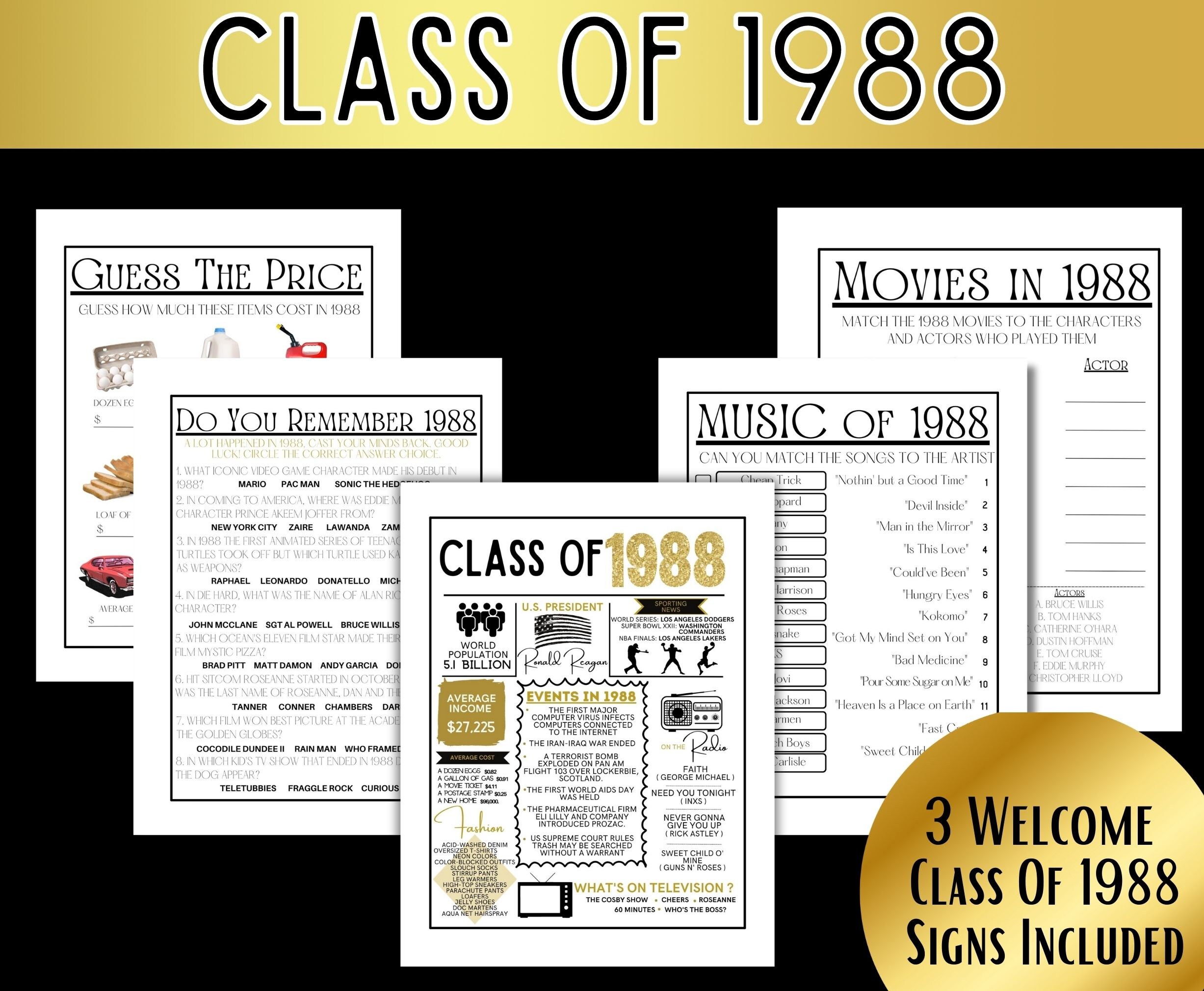 Class of 1988 Bundle, Class Reunion Printable, Welcome Class of 1988 ...
