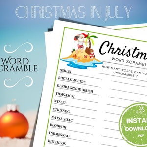 Christmas in July Word Scramble Game | Christmas Printable Games | Fun ...