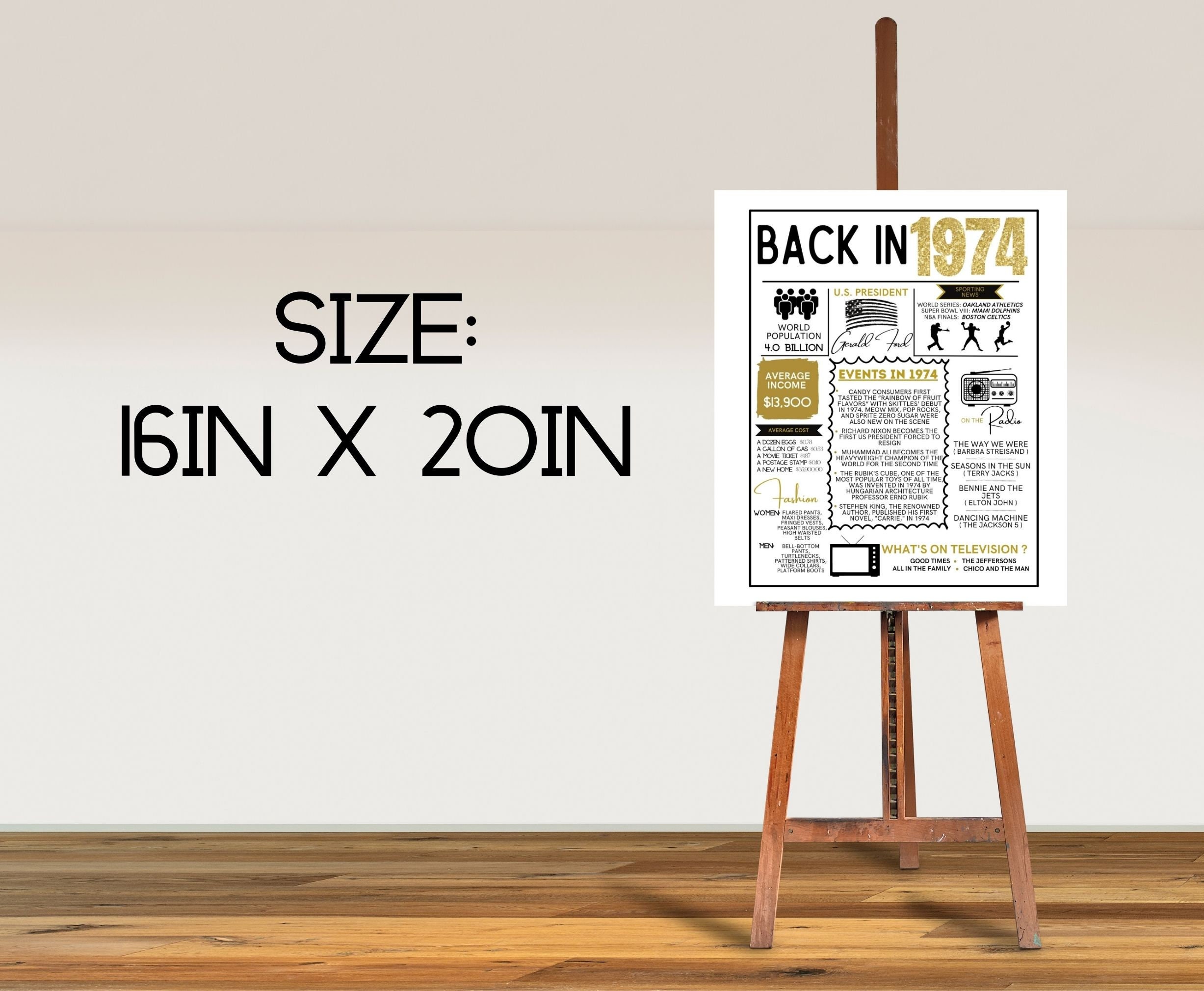 1974 Throwback Printable Poster: Vintage Nostalgic Decor (digital ...