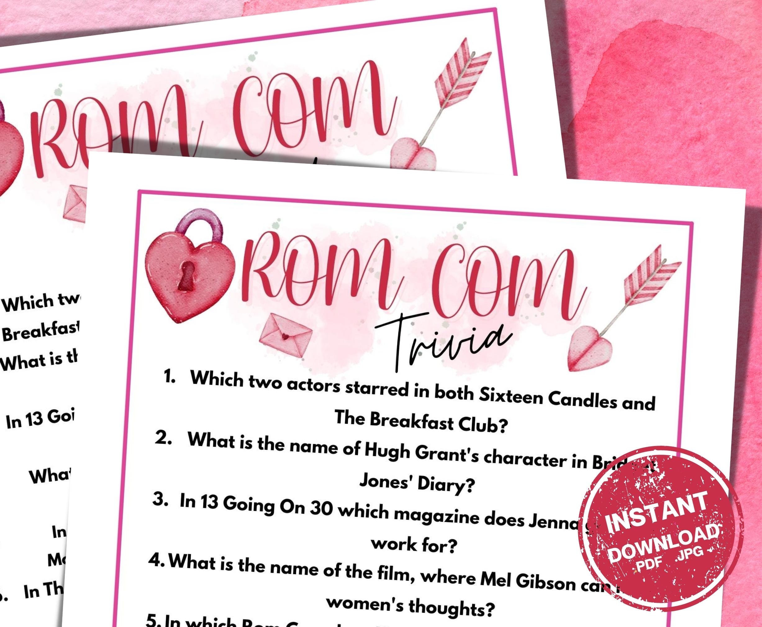 Rom Com Trivia Quiz, Printable Galentines Day Chick Flick Game, Movie ...