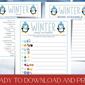 10 Winter Games Bundle, Fun Wintertime Games and Activities for Adults ...
