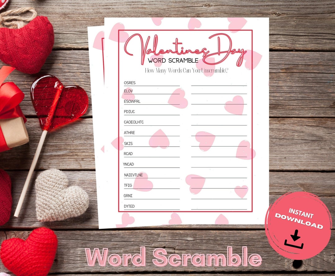 Valentine's Day Word Scramble Game | Valentine Printable Game | Fun ...