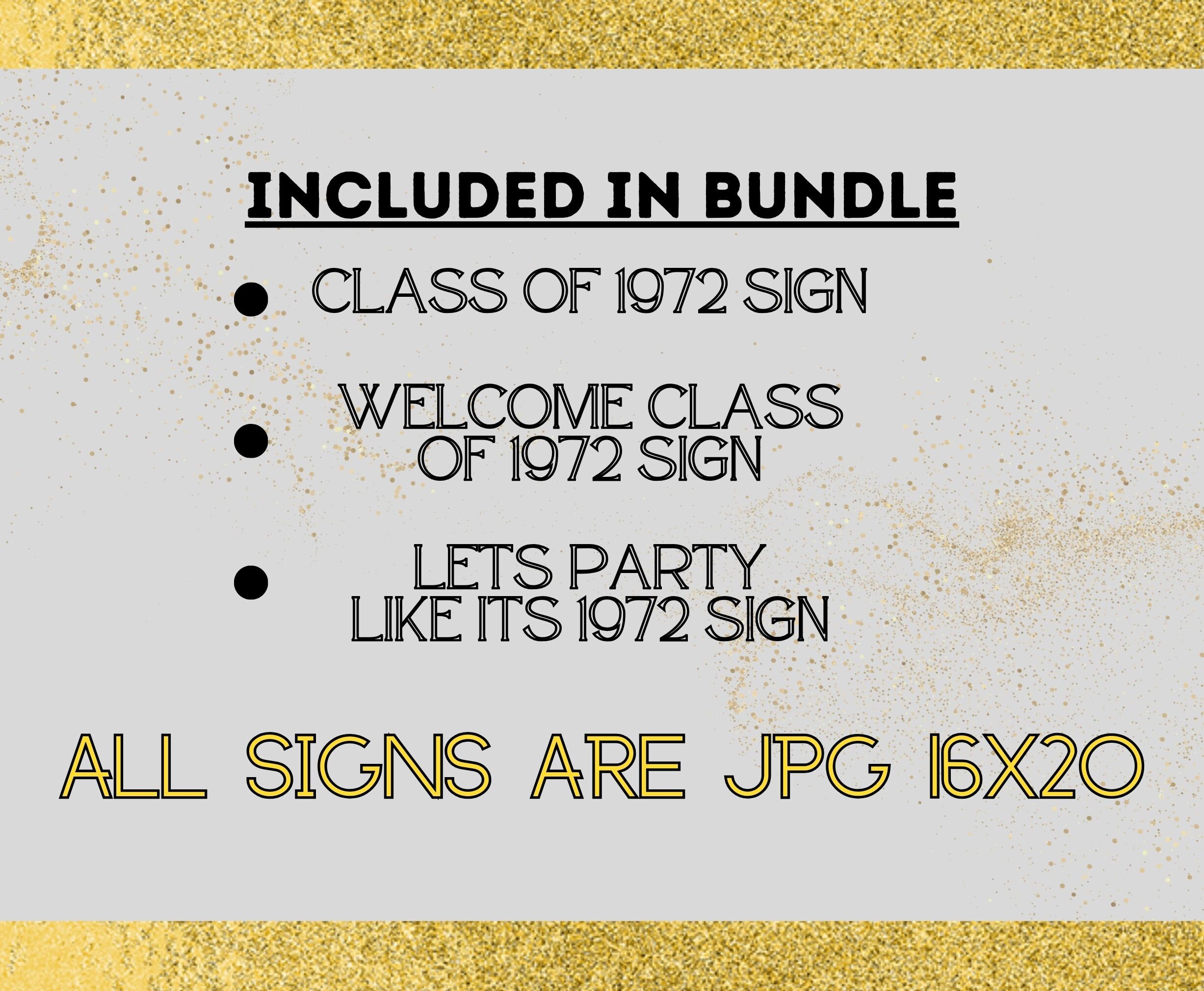Class of 1972 Reunion Sign Pack: Celebratory Welcome & Party Posters ...