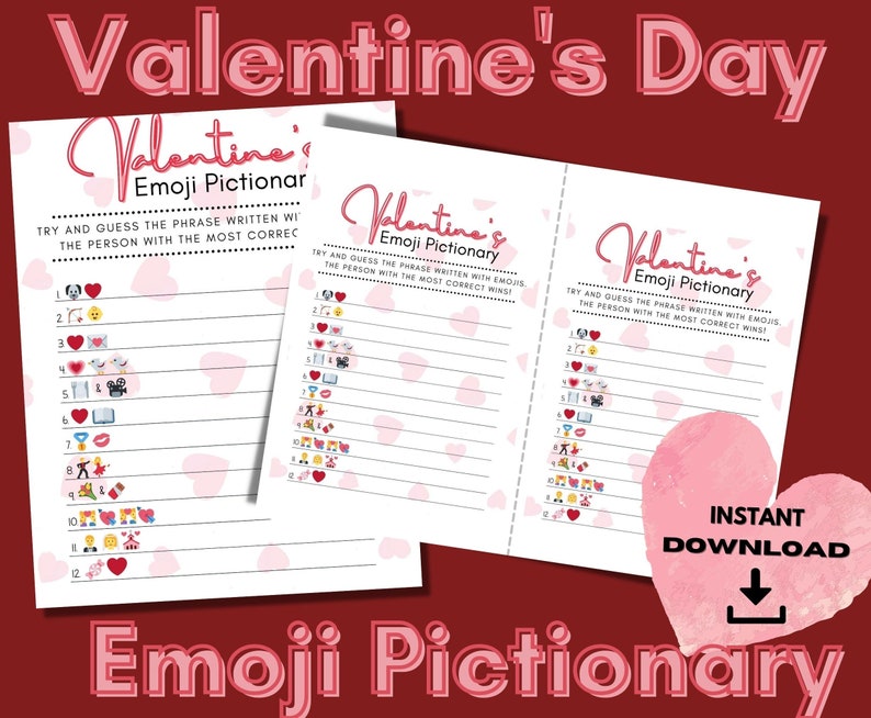 Valentines Day Emoji Pictionary | Printable Valentines Games ...