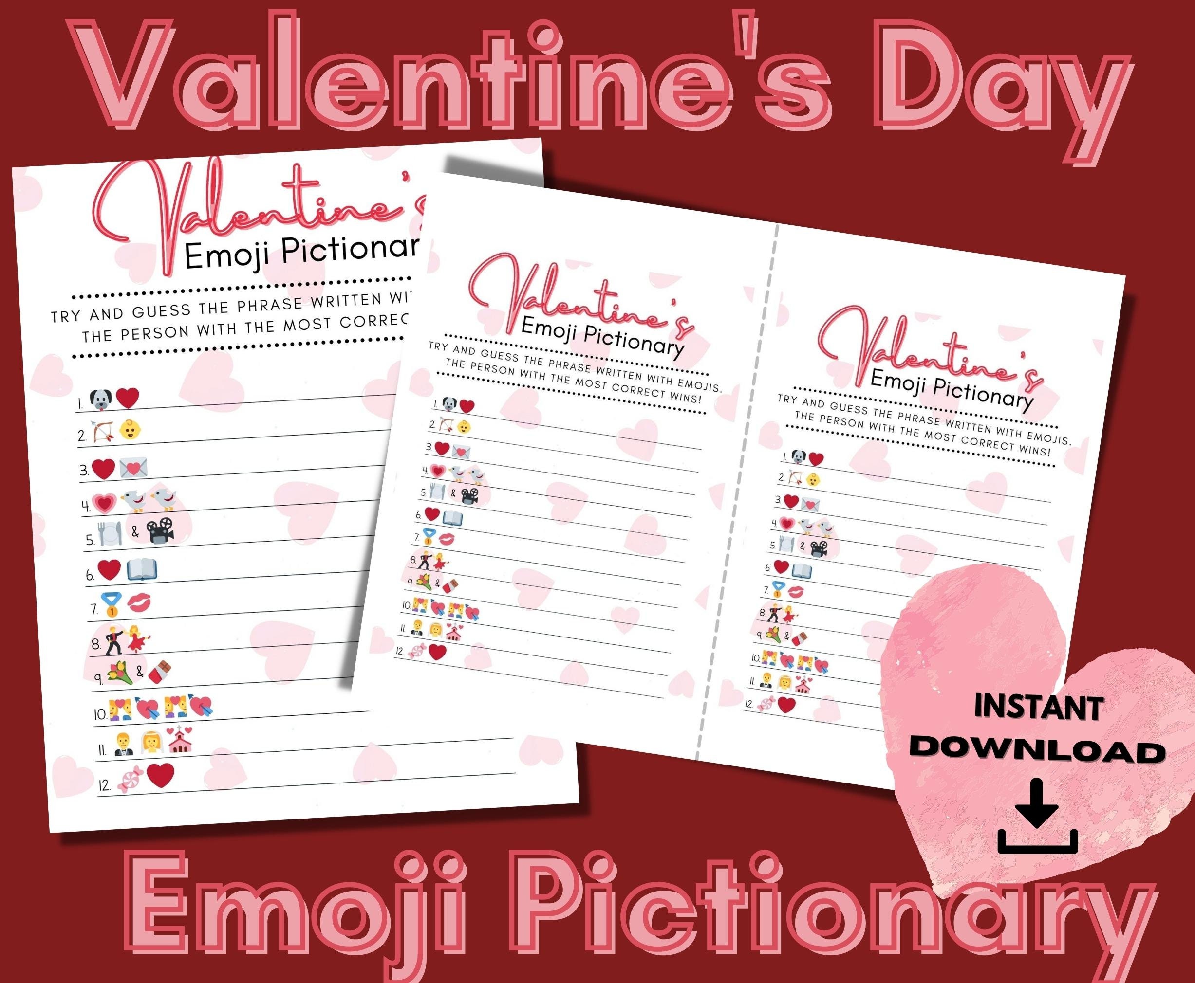 Valentines Day Emoji Pictionary | Printable Valentines Games ...