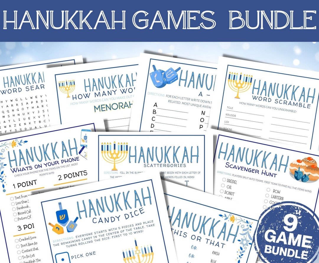 Hanukkah 9 Party Games BUNDLE | Festival of Lights Activities | Jewish ...
