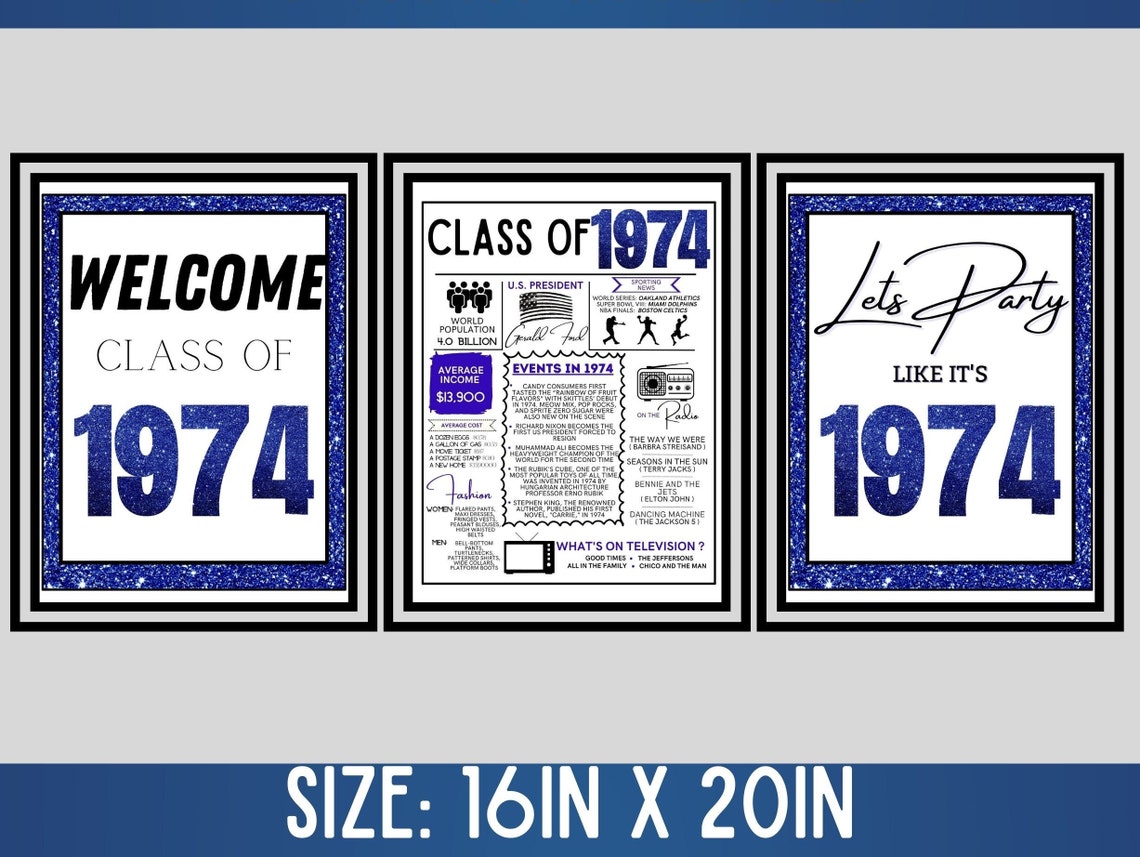 Class of 1974 Sign Bundle: Welcome Class of 1974 & Let's Party Like It ...