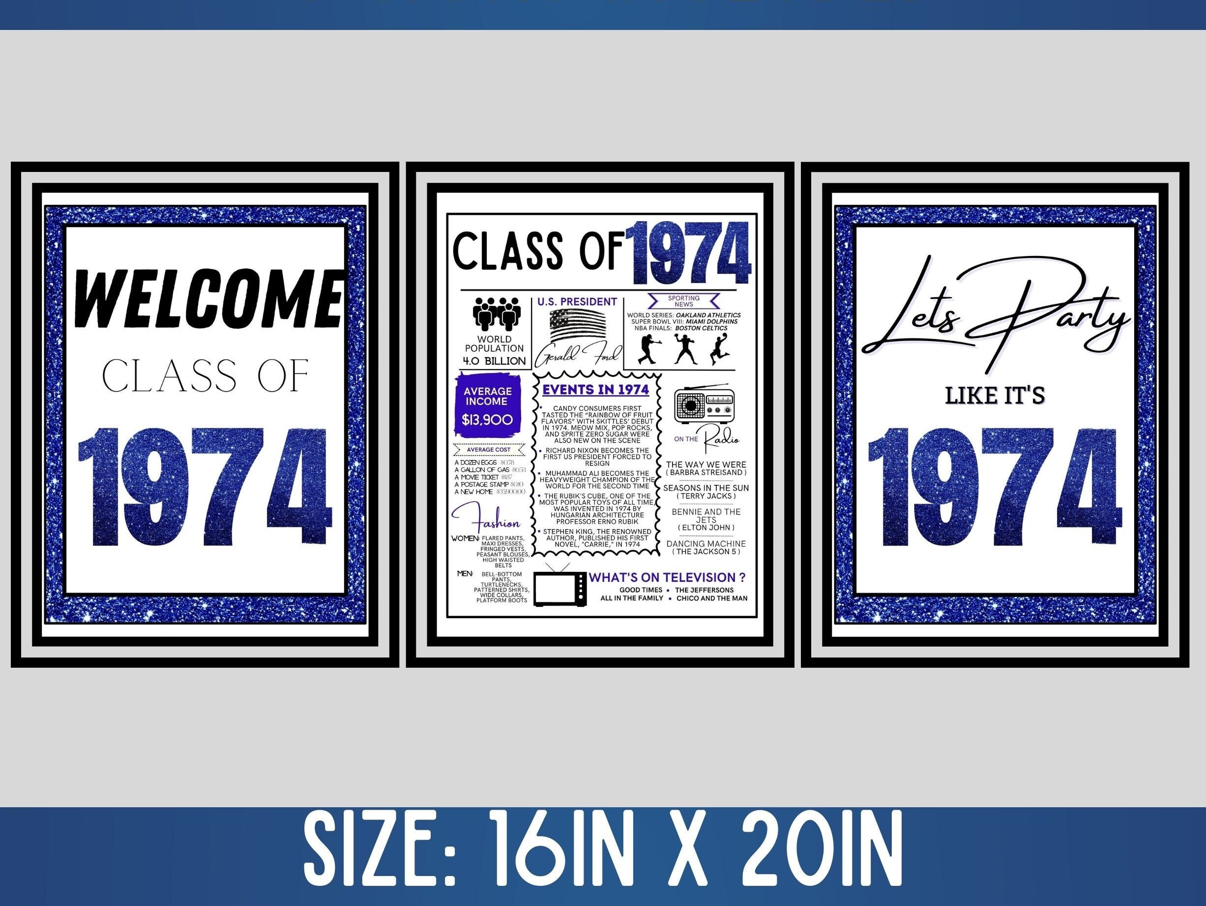 Class of 1974 Sign Bundle: Welcome Class of 1974 & Let's Party Like It ...