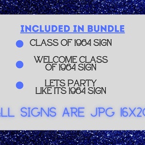 Class of 1964 Reunion Signs: Welcome & Party Celebration Pack | 60th ...