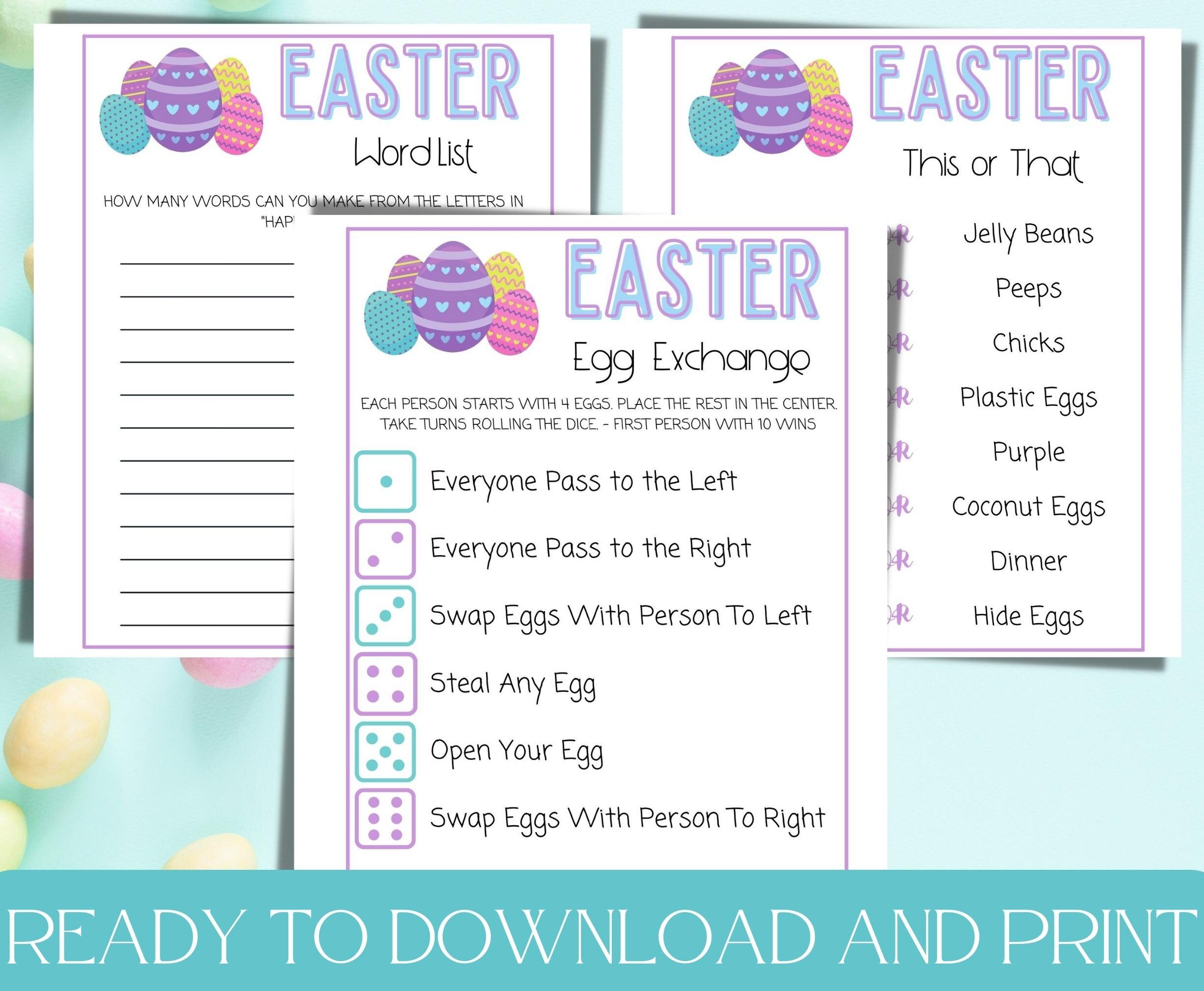 Easter Game Bundle Printable Easter Games for Kids and Adults Easter ...