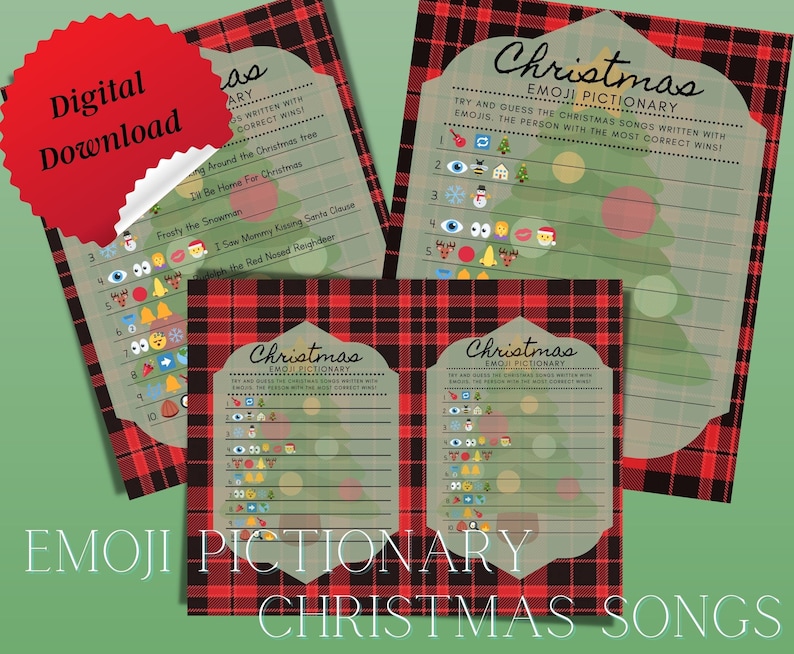 Christmas Songs Emoji Pictionary Printable Christmas Games - Etsy