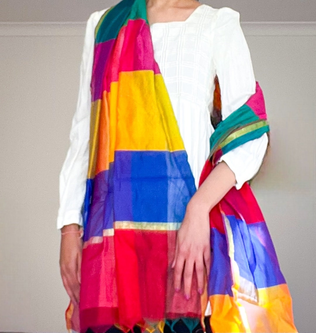 Multicolour Block Print Cotton Dupatta Stole Scraf Chunni Indian ...