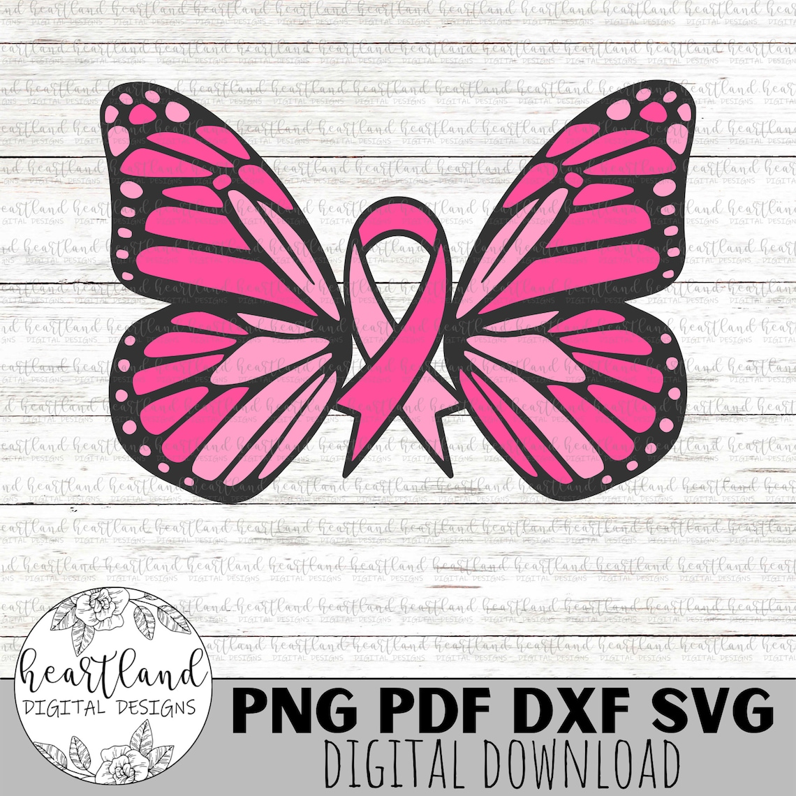 Breast Cancer Awareness Butterfly Ribbon Digital Download - Pink ...