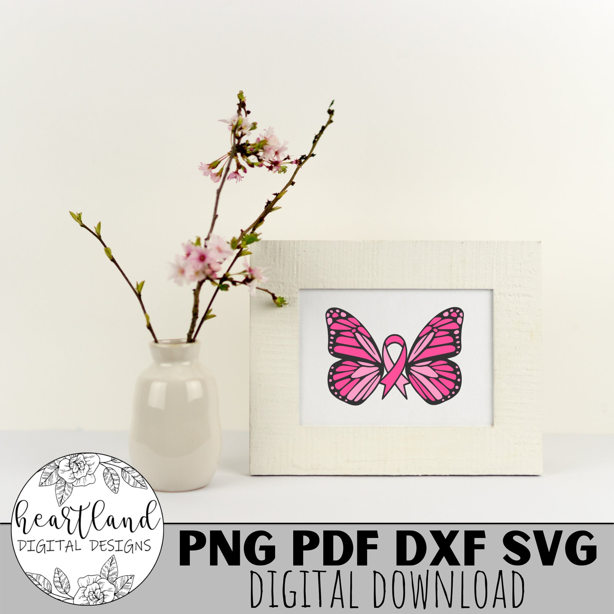 Breast Cancer Awareness Butterfly Ribbon Digital Download - Pink ...