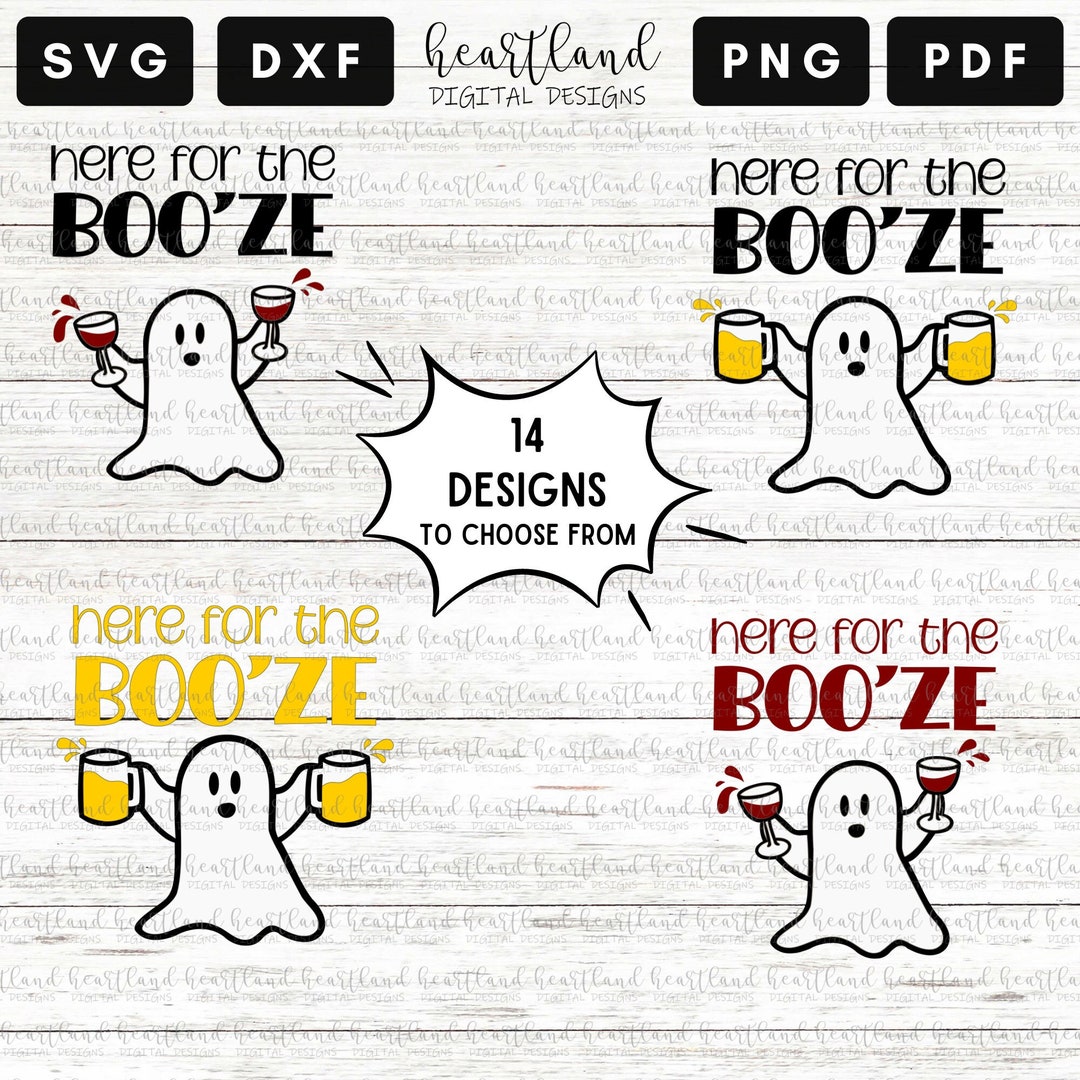 Ghost With Alcohol Bundle - "here for the Boos", Ghost Clip Art Svg ...