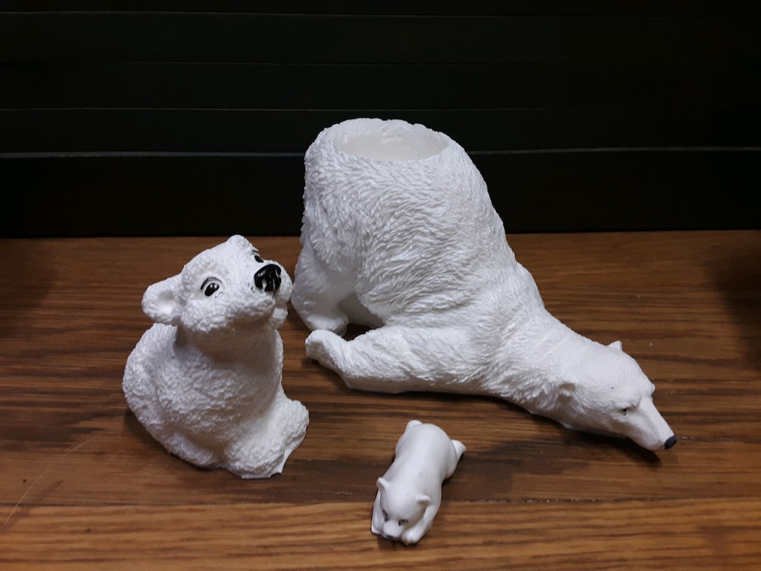 Polar Bear Family Trio Resin Statues, Polar Statues, Resin Statues ...