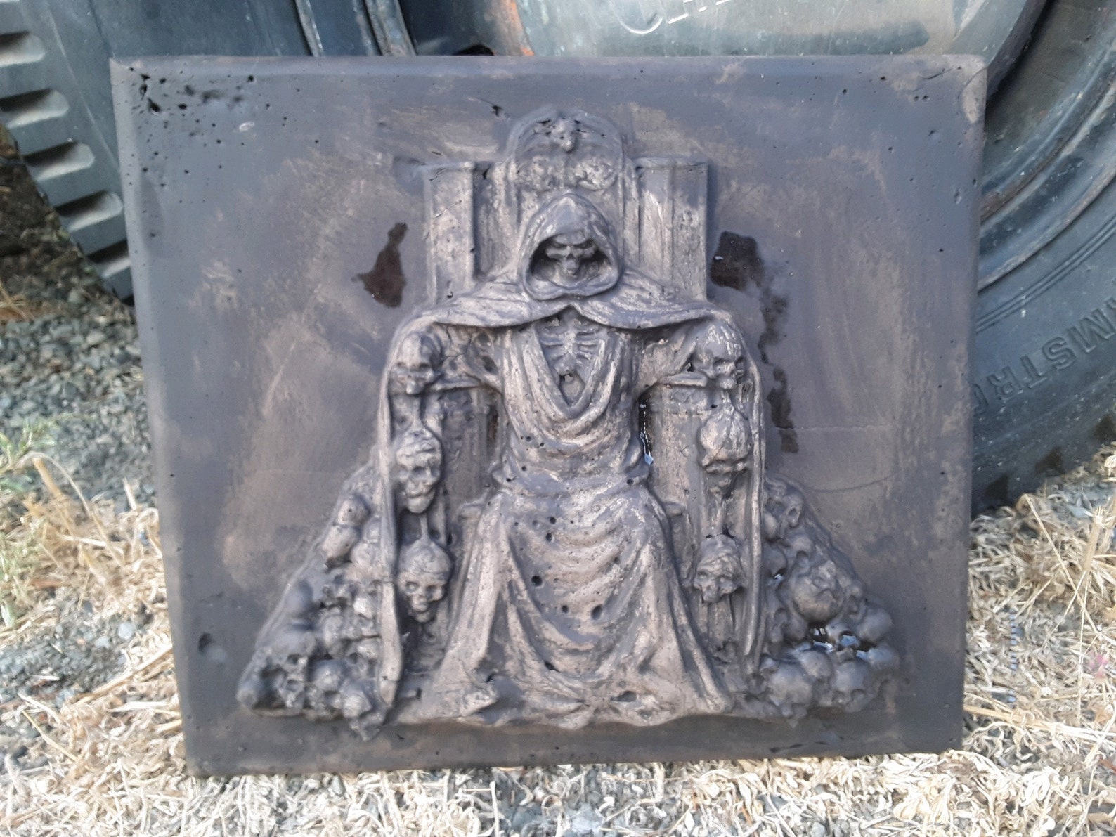 Grim Reaper Trone Concrete Plaque, Gothic, Grim Reaper, Concrete Plaque ...