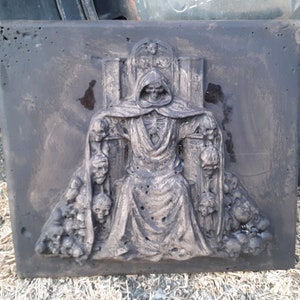 Grim Reaper Trone Concrete Plaque, Gothic, Grim Reaper, Concrete Plaque ...