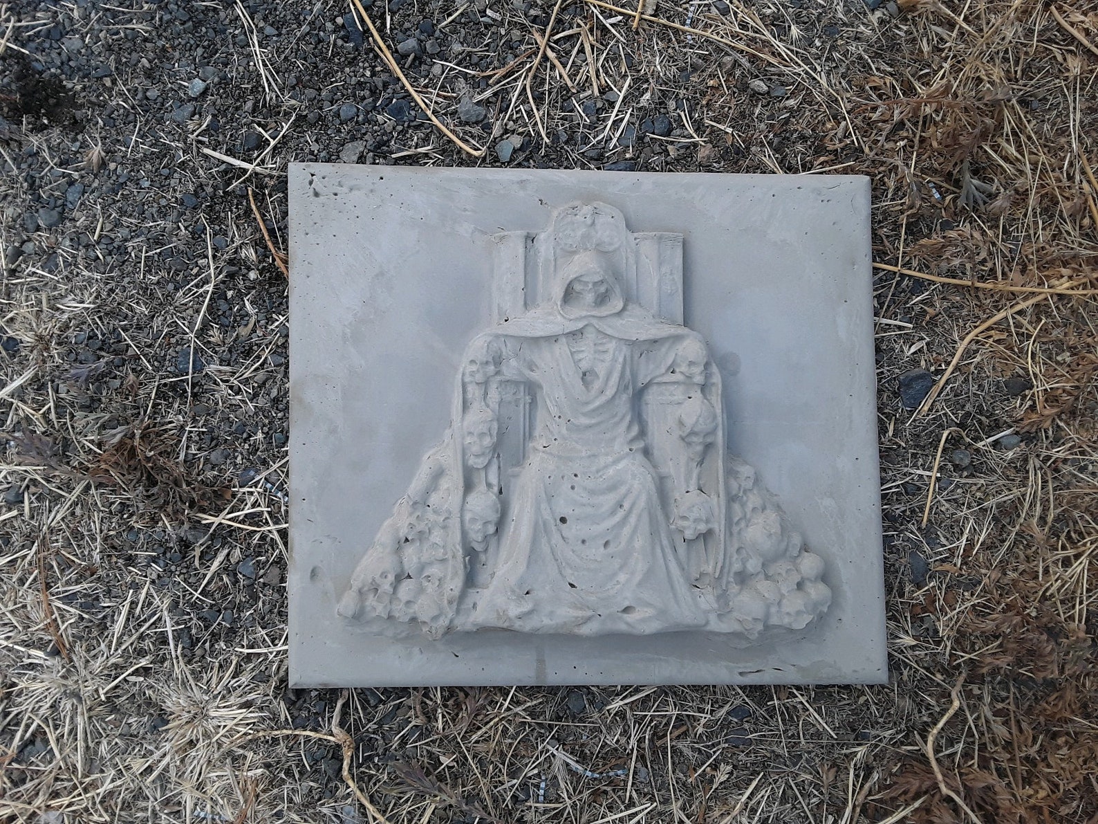 Grim Reaper Trone Concrete Plaque, Gothic, Grim Reaper, Concrete Plaque ...
