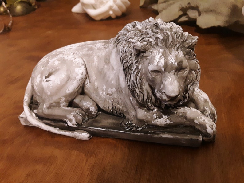 Lion Laying Resin Statue Lion Statue Big Game Cat - Etsy
