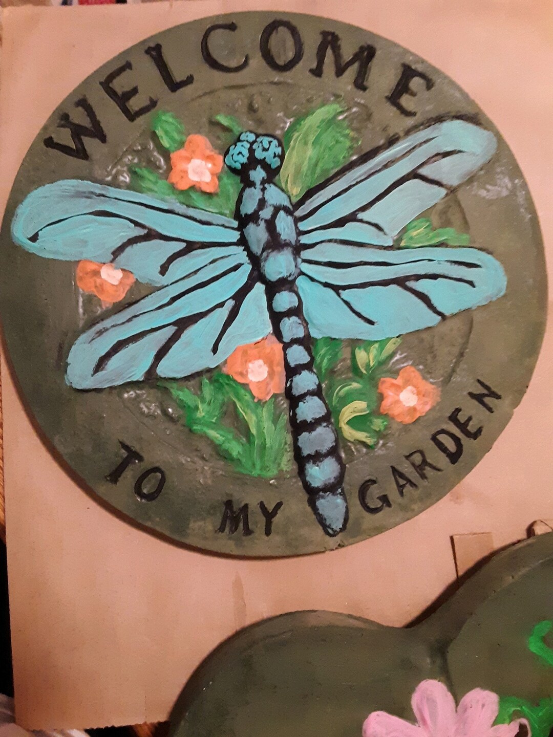Welcome to My Garden - Dragonfly Wall Hanging, Concrete, Plaque ...