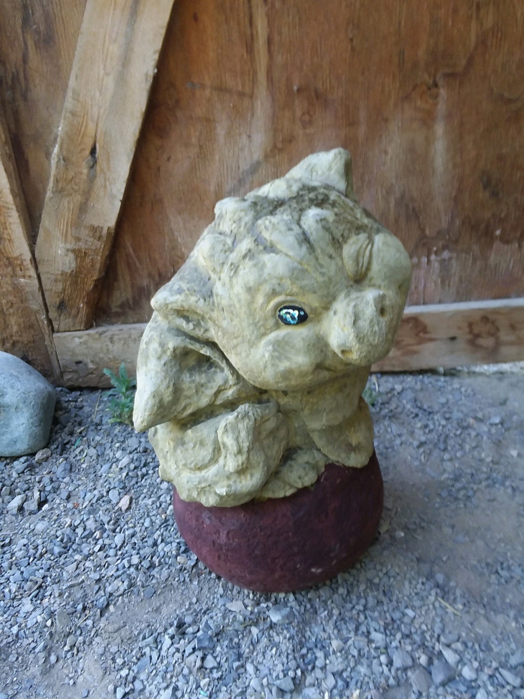 Winking Dragon Concrete Statue: Fantasy Garden Decor (15"h) - Etsy