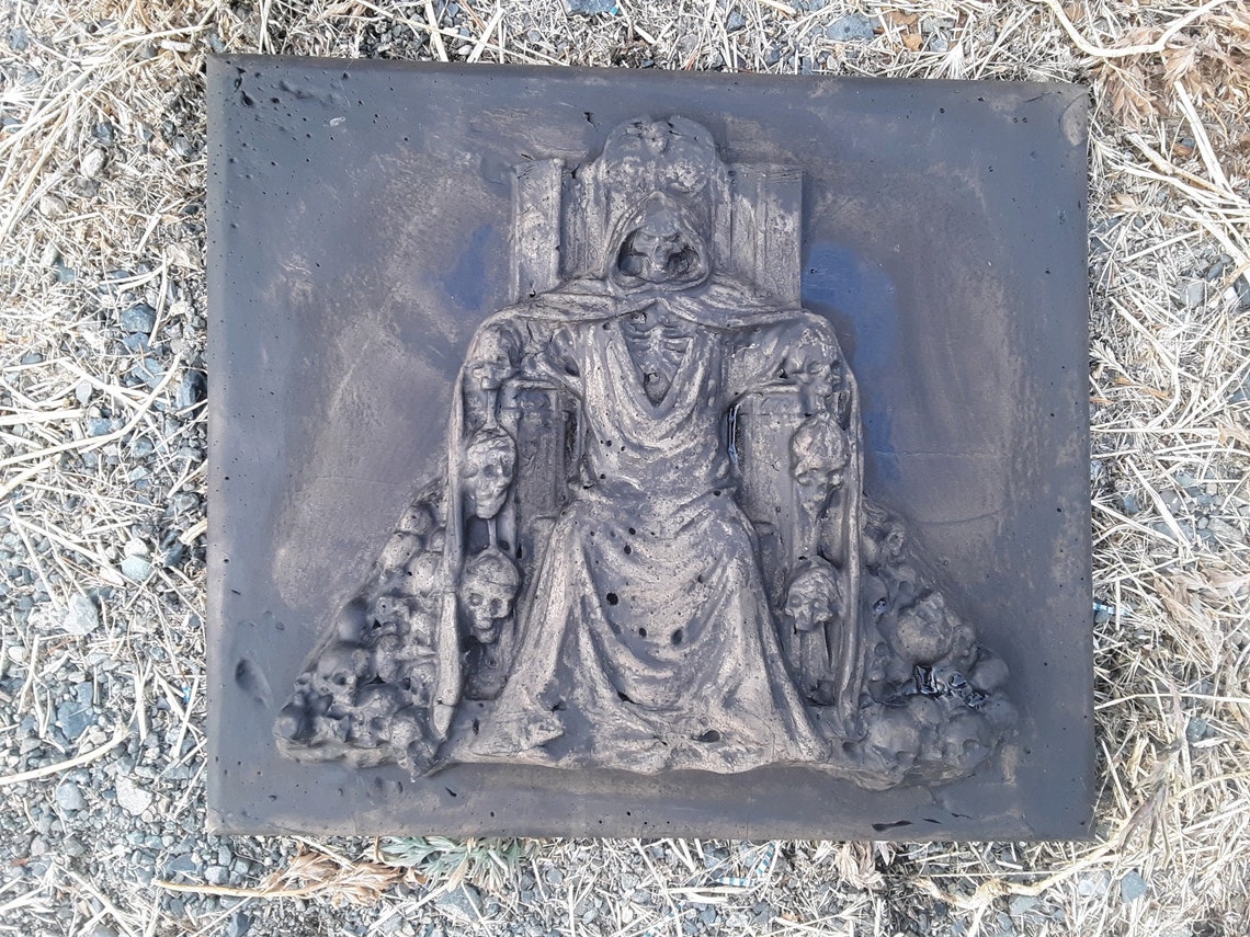 Grim Reaper Trone Concrete Plaque, Gothic, Grim Reaper, Concrete Plaque ...