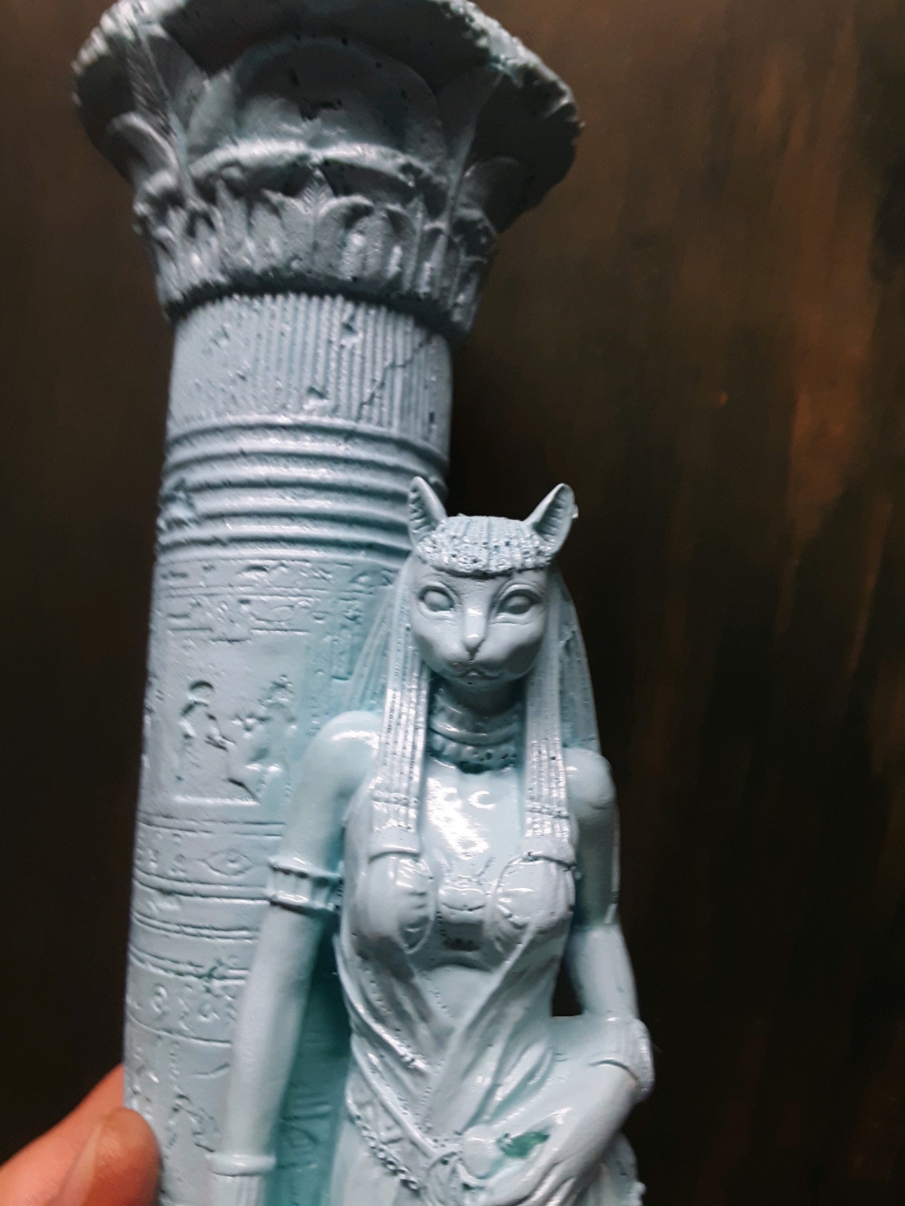 Bastet With Pillar Resin Statue, Bastet Statue, Bastet, Egyptian Statue ...