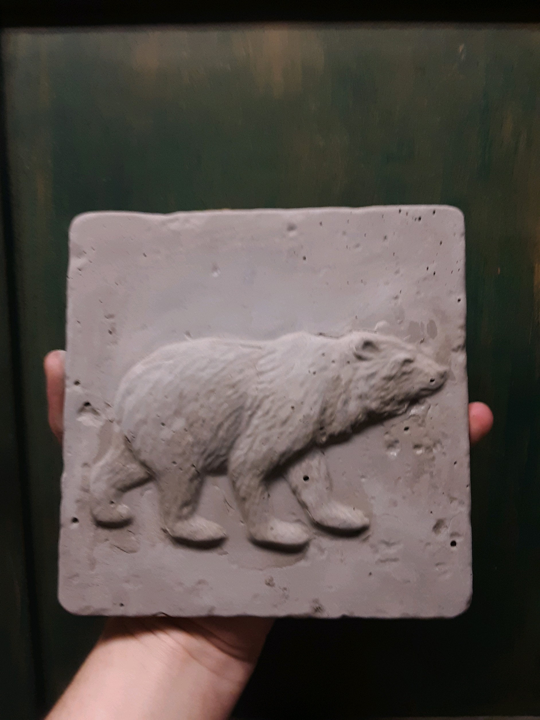 Bear 6x6 Concrete Plaque, Bear, Concrete Statue, Wildlife, Concrete ...