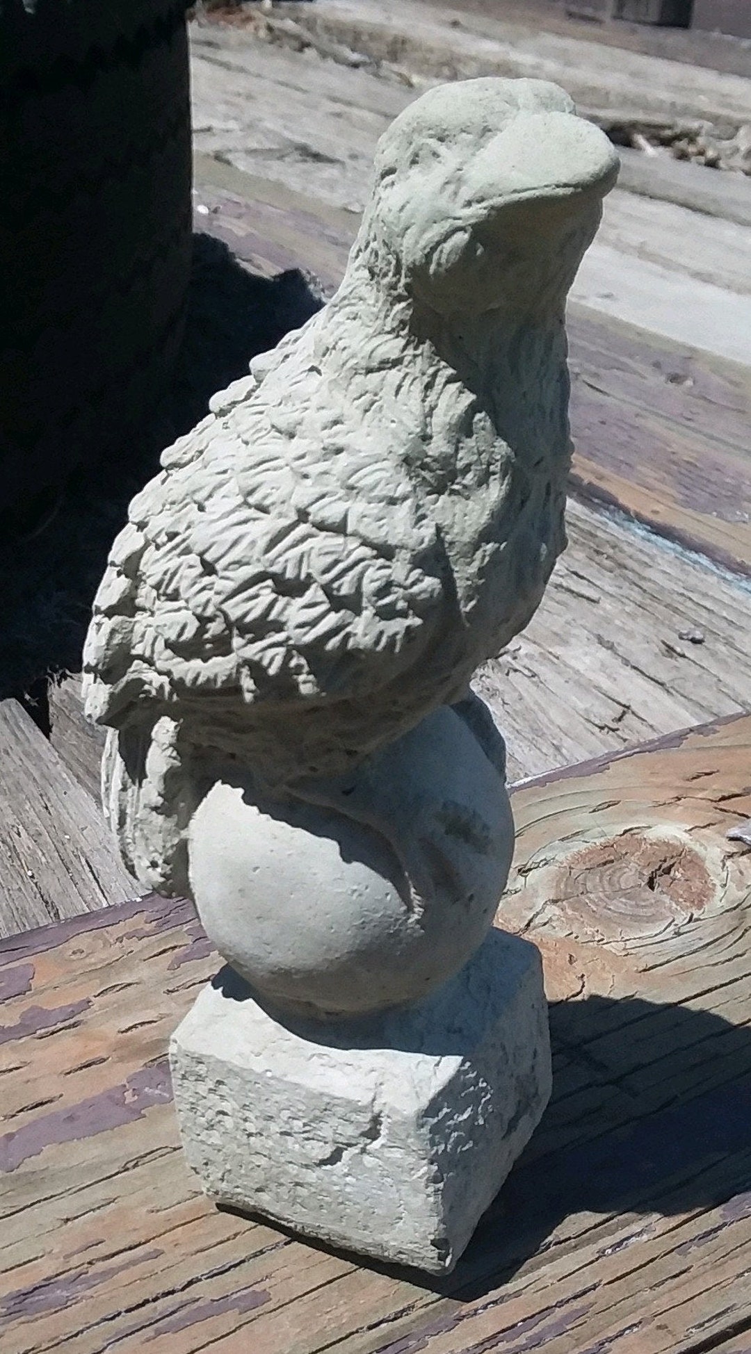 Detailed Concrete Crow Statue on Ball - Garden Decor - Etsy