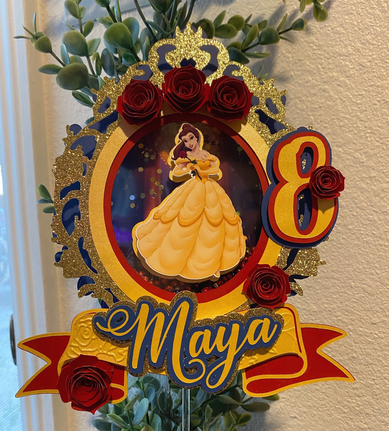 Princess Belle Cake Topper SHAKER Beauty and the Beast | Etsy