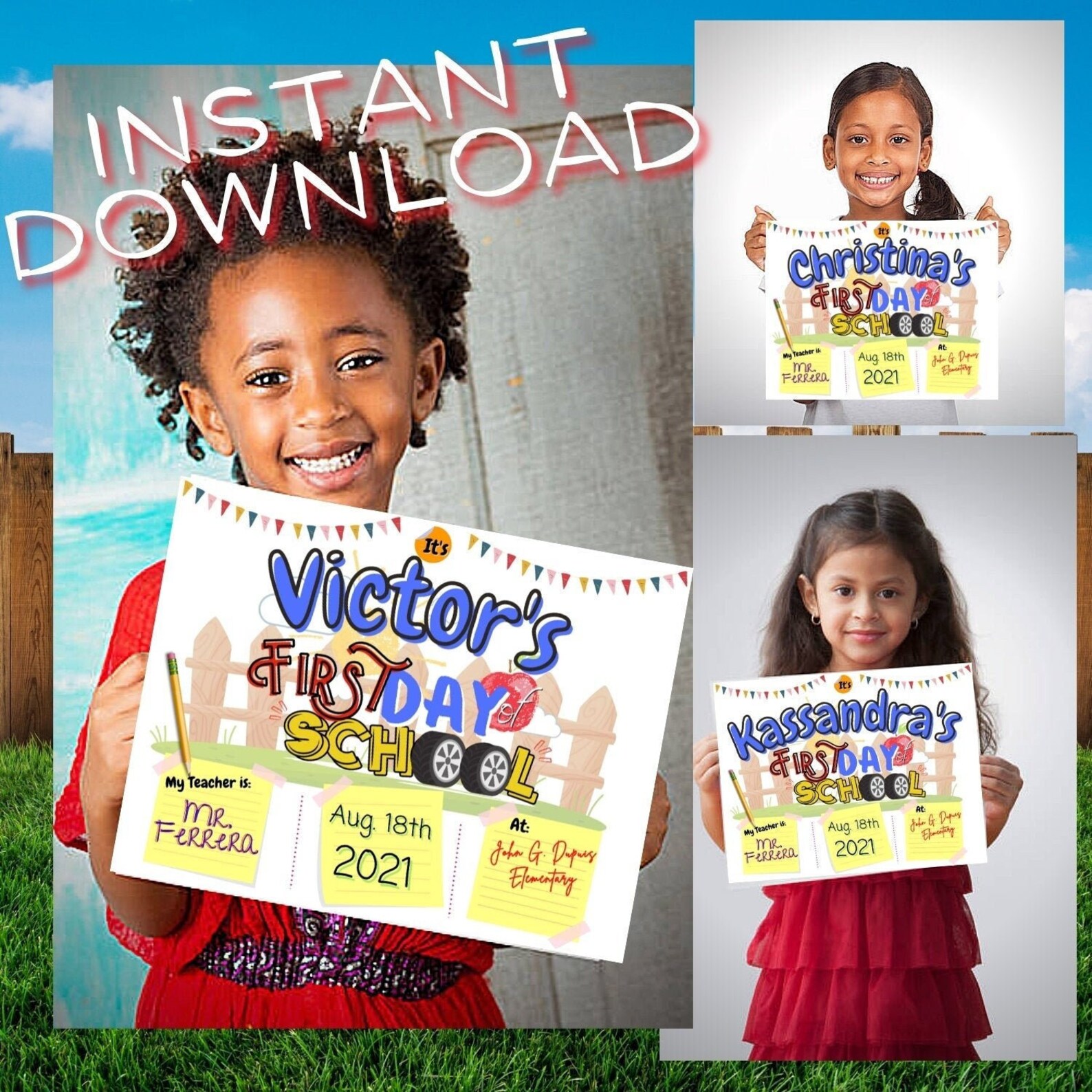 First Day of School Sign, Poster, Back to School, Editable Sign, 8.5x10 ...