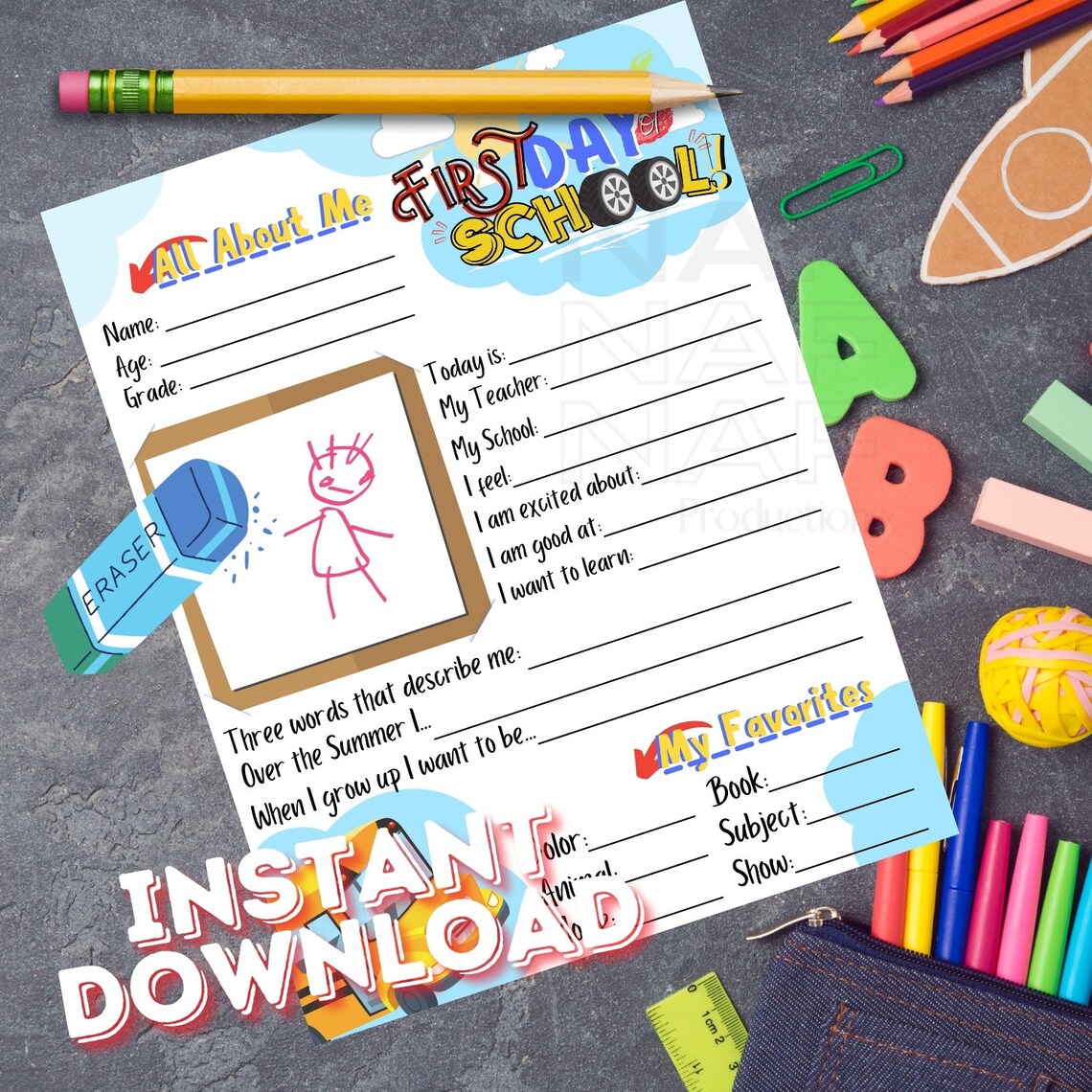 Back to School Questionnaire, First Day of School Questionnaire ...