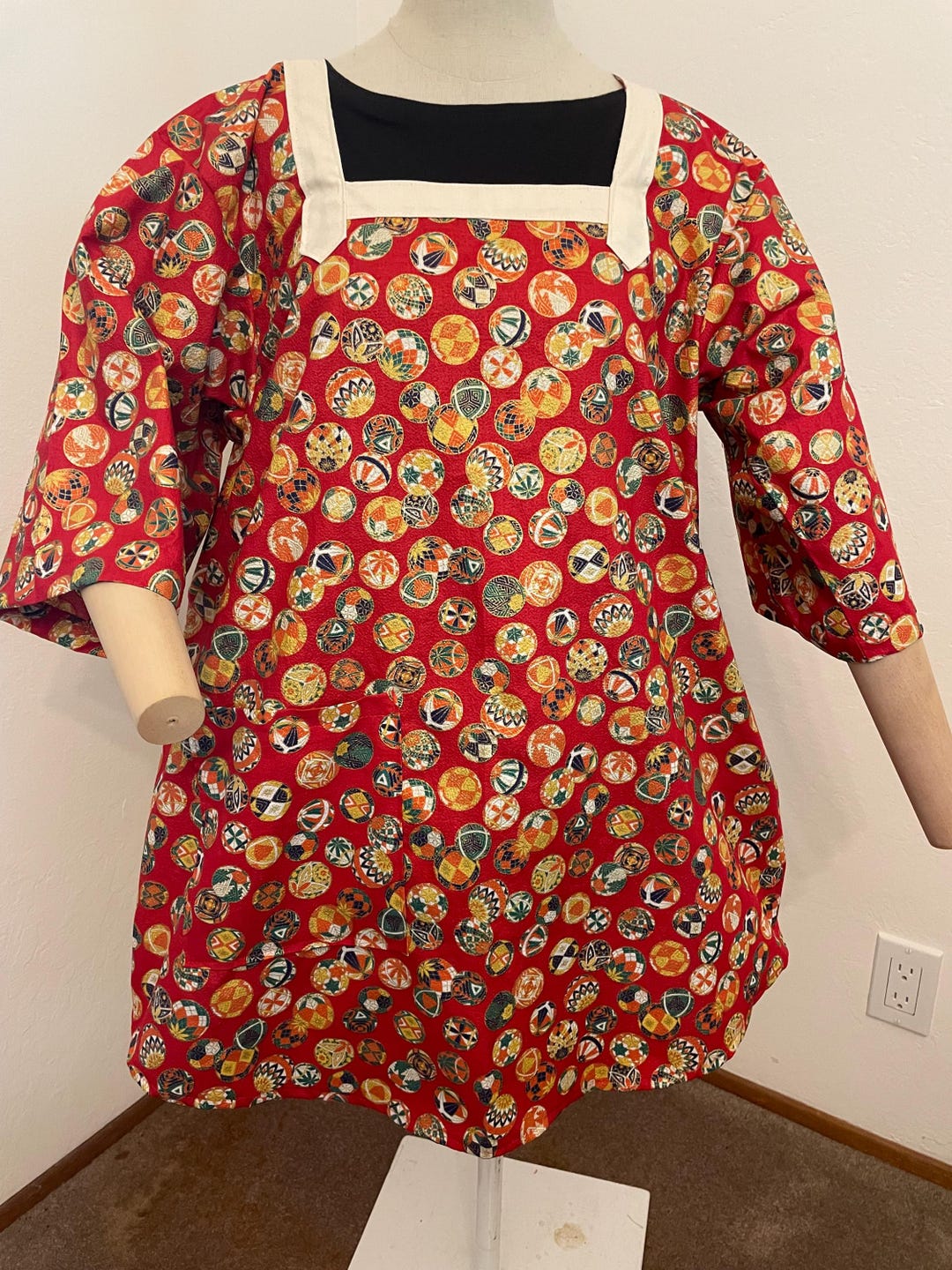 Red With Off-white Trim Temari Mama San Apron - Etsy