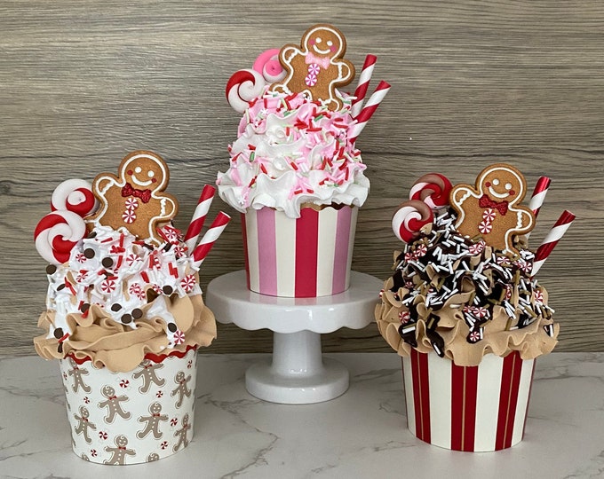 Cute Gingerbread Cocoa Mugs Fake Bake, Faux Food, Christmas - Etsy