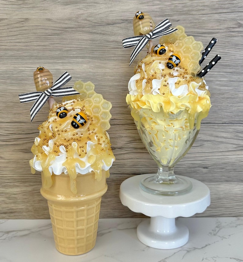 Honey & Bee Faux Ice Cream Sundae or Cone - Etsy
