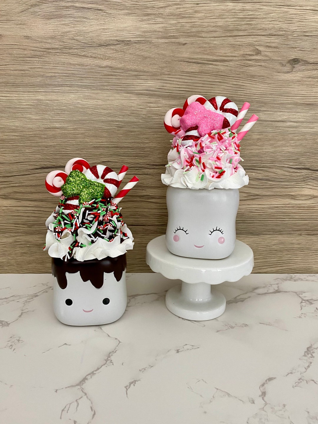 Candy Cane Small Faux Whip Mug Topper - Etsy