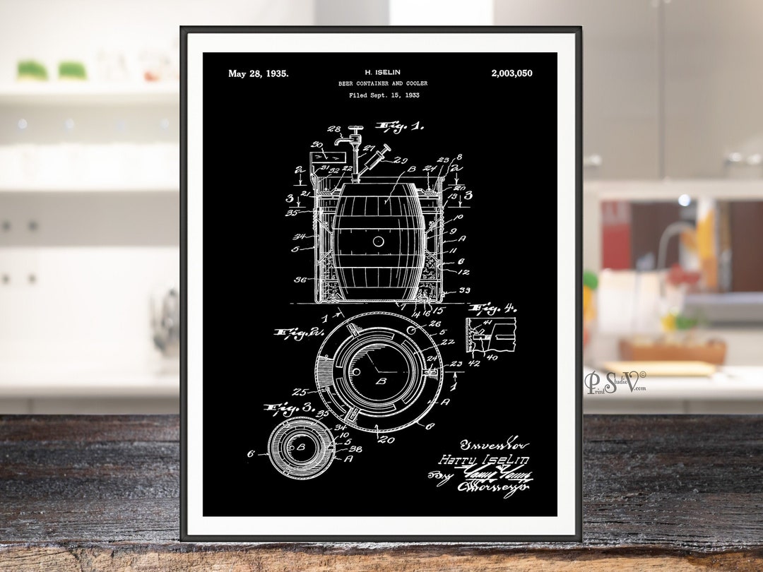 Beer Barrel Patent Posters Vintage Bar Cart Decor Rustic Home - Etsy