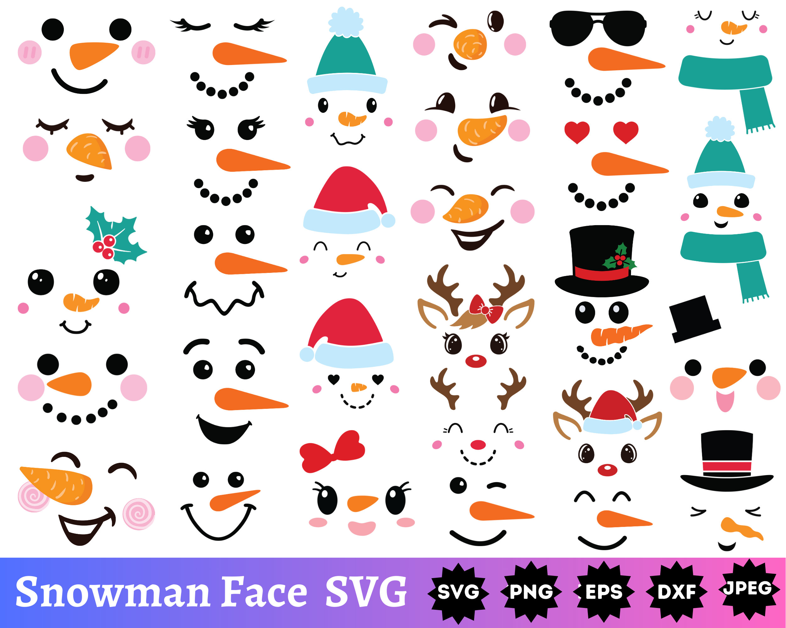 Snowman Face SVG Christmas Snowman SVG Cute Snowman SVG Winter Holiday ...