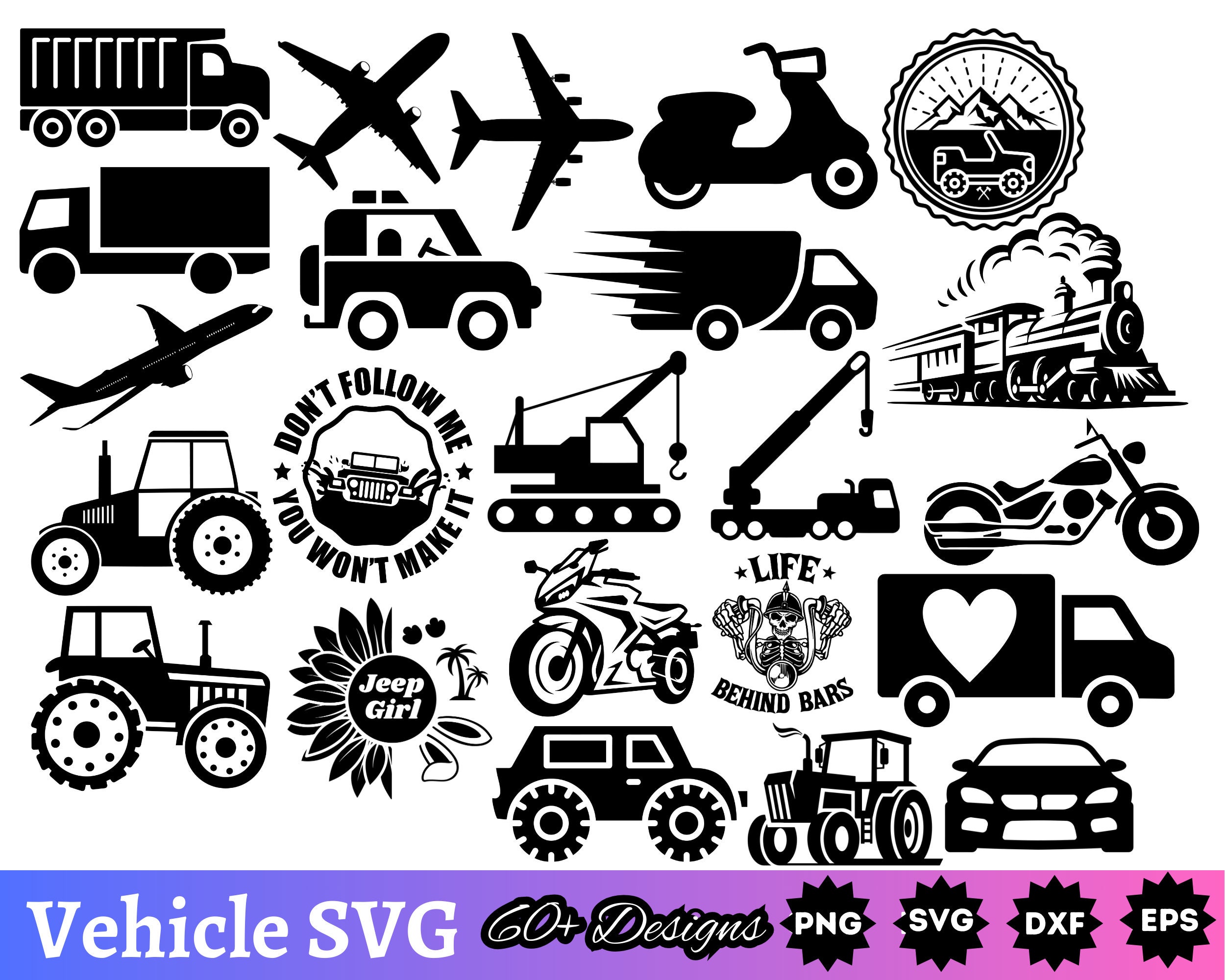 Vehicles SVG Transportation SVG Tractor SVG Motorcycle - Etsy