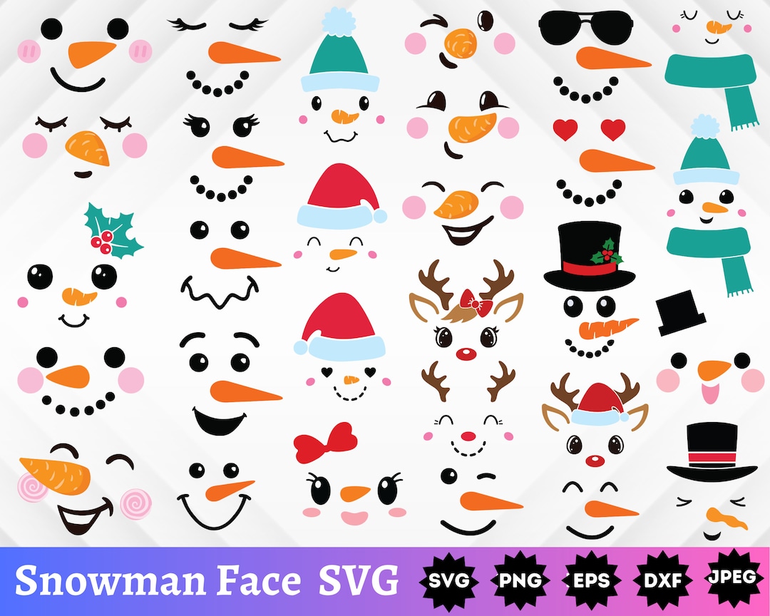 Snowman Face SVG Christmas Snowman SVG Cute Snowman SVG Winter Holiday ...
