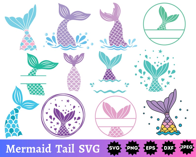 Mermaid Tail SVG Mermaid Tail Monogram Mermaid Birthday SVG Underwater ...