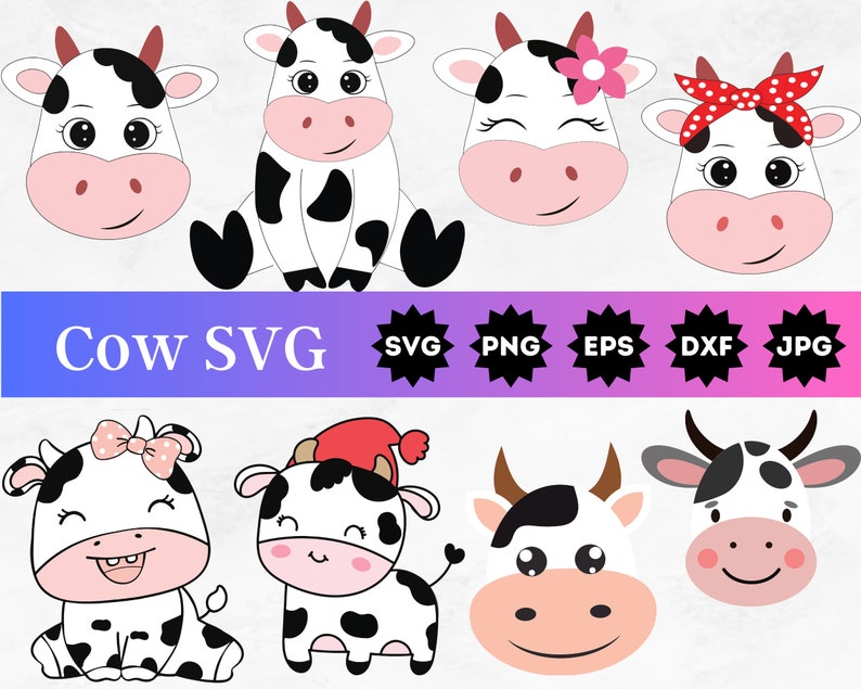 Cow SVG Cow Face SVG Cow and Calf SVG Cow Calf Pair Svg Cow Mom Svg ...