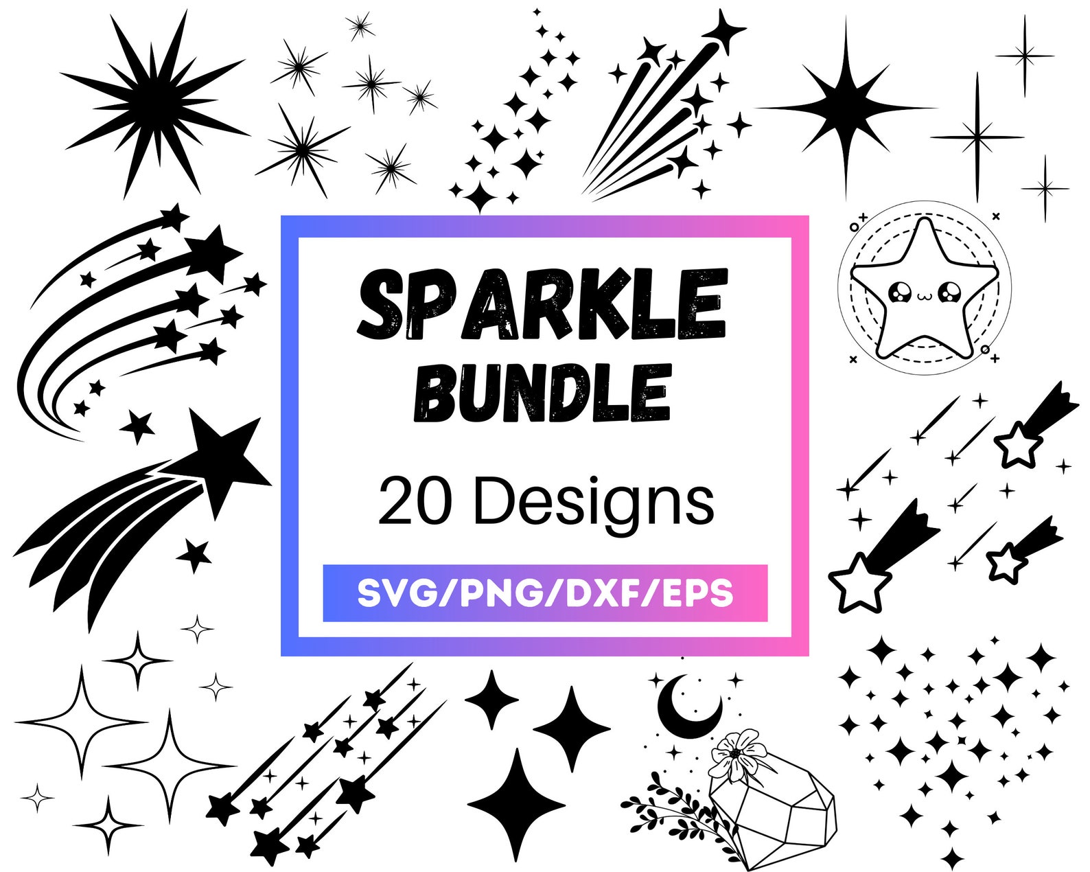 Sparkle SVG Glitter Vector Shiny Clipart Sparkling Graphics Bling SVG ...