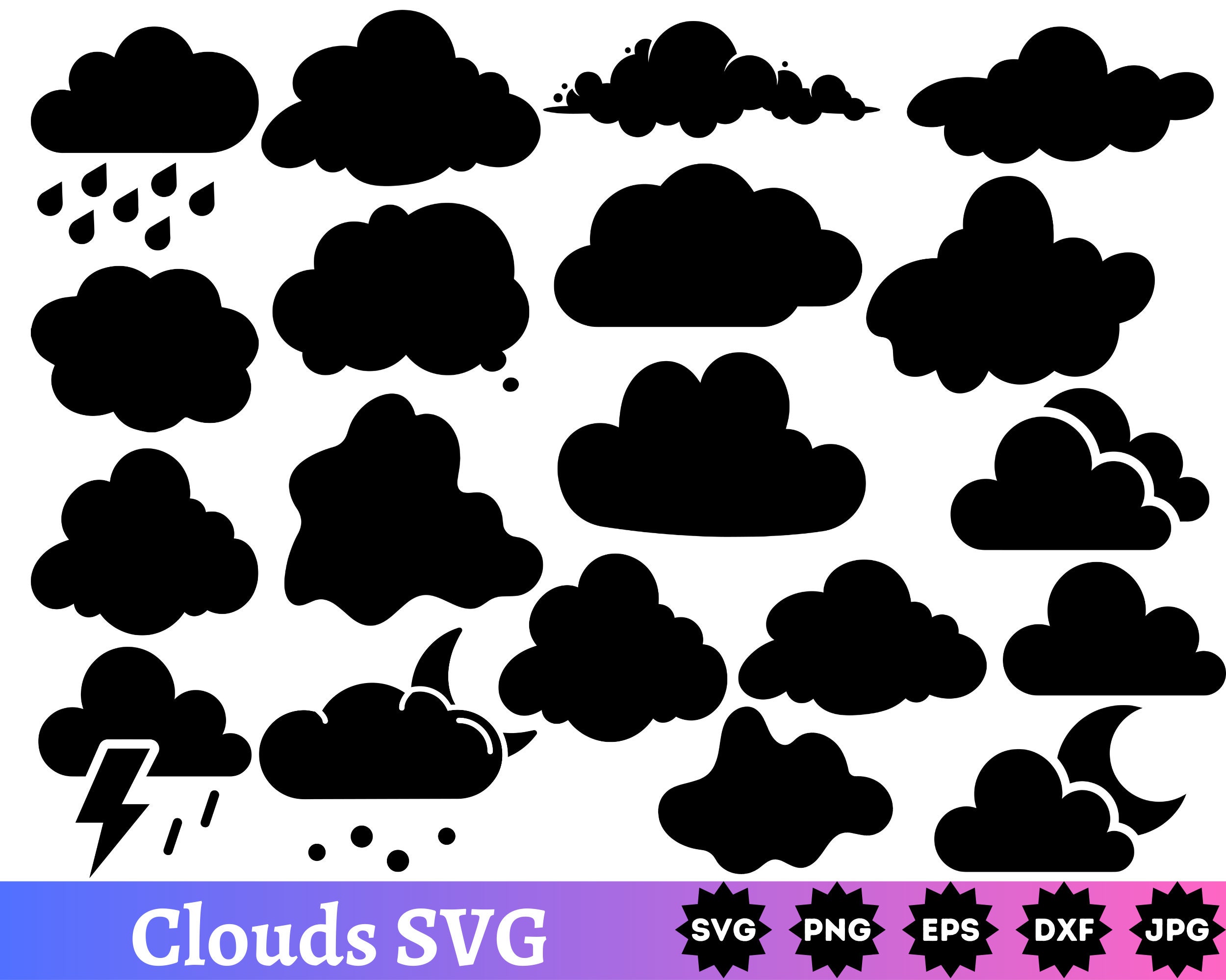 Cloud SVG Clouds SVG Clouds Clipart Weather Svg Sky Svg Cloud Png Rain ...