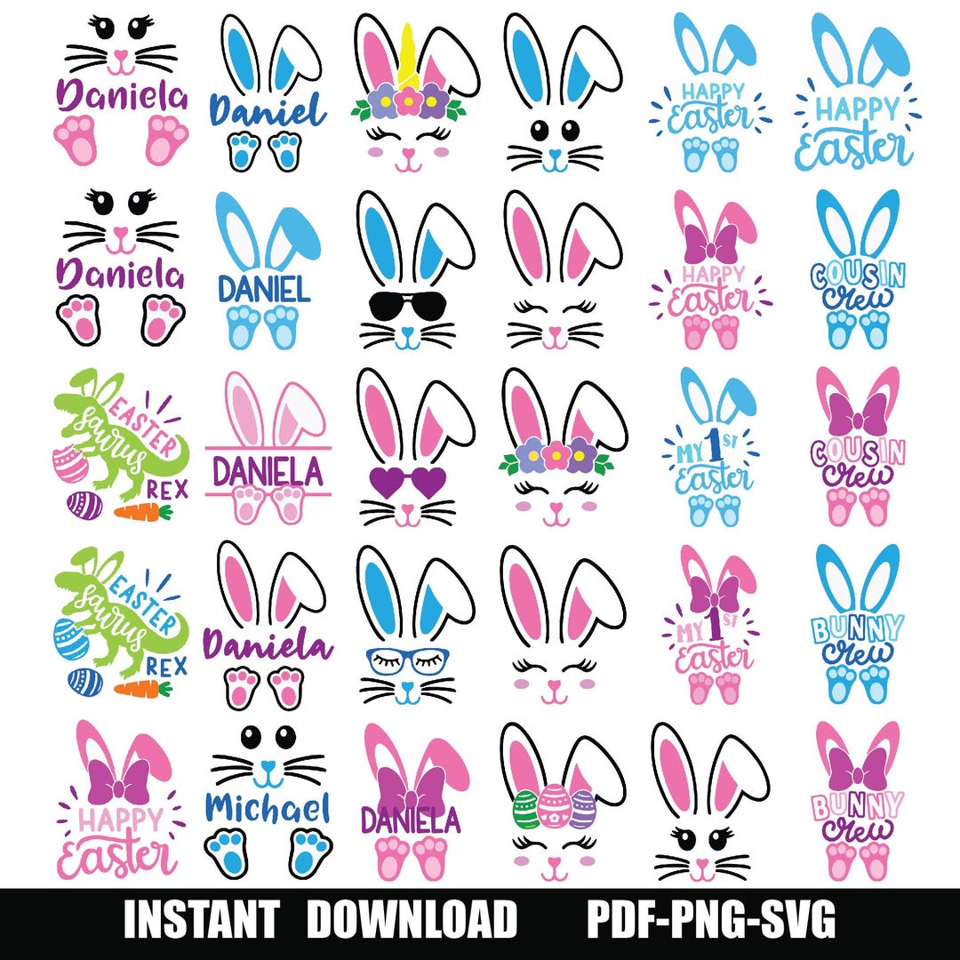 Easter Bunny Svg Bundle, Bunny Svg, Rabbit Svg, Bunny Shape Clipart ...