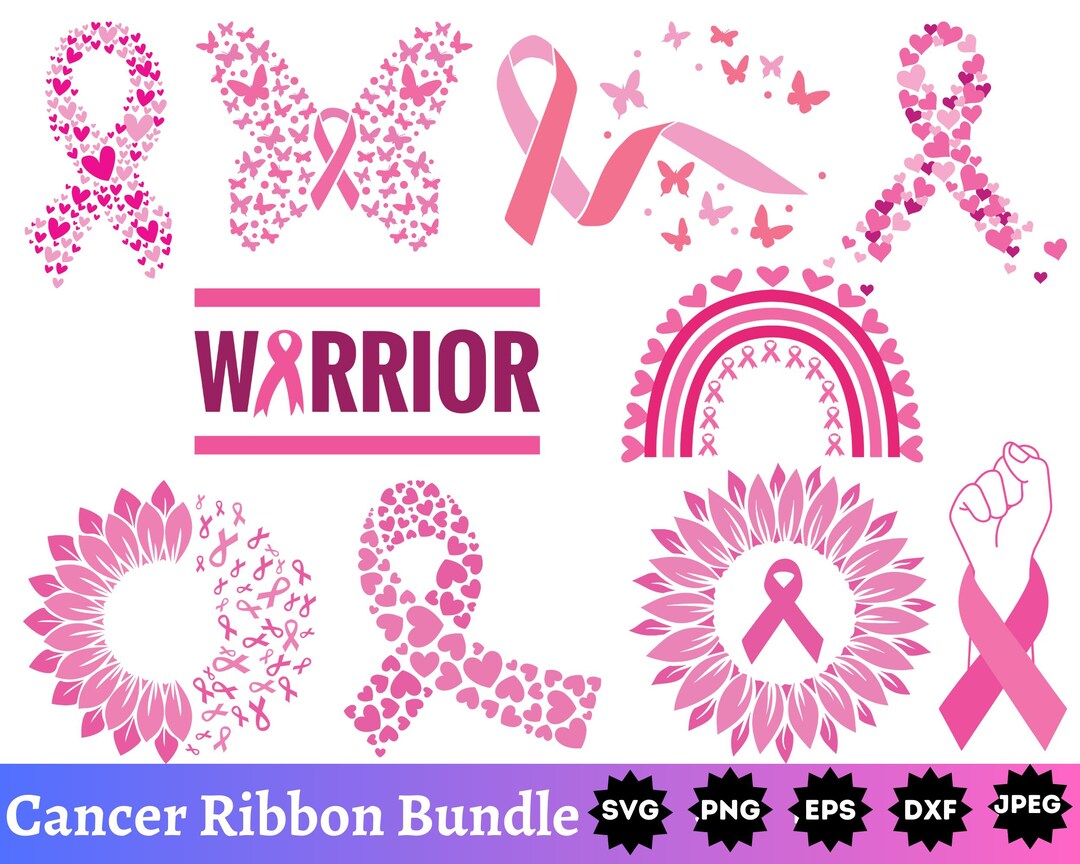 Cancer Ribbon SVG Bundle Awareness Ribbon SVG Breast Cancer Awareness ...