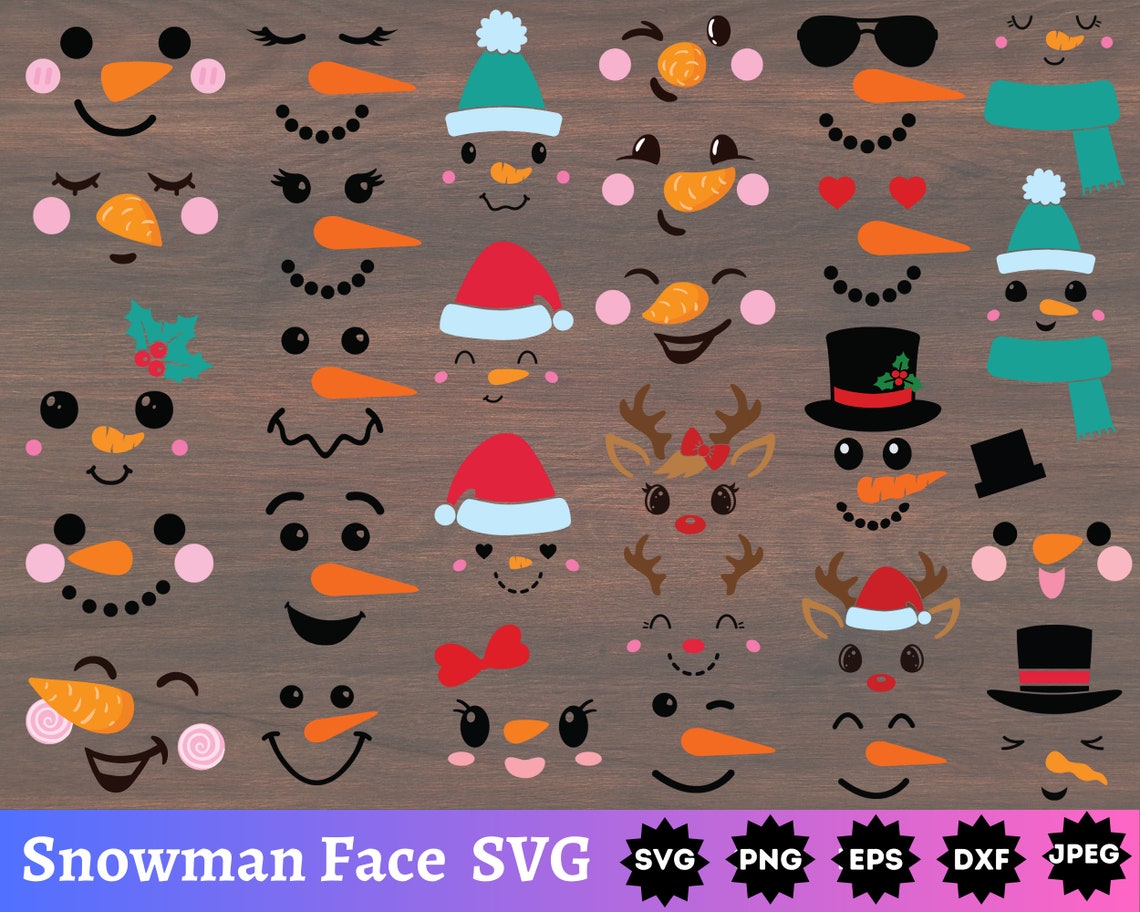 Snowman Face SVG Christmas Snowman SVG Cute Snowman SVG Winter Holiday ...